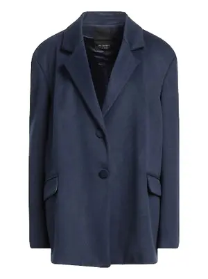 YES LONDON Velvet Single-Breasted Blazer Navy Blue
