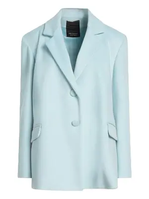 YES LONDON Velvet Single-Breasted Blazer Sky Blue