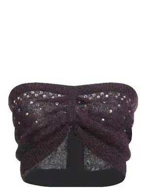 Alessandra Rich Knitted Crop Top - Purple