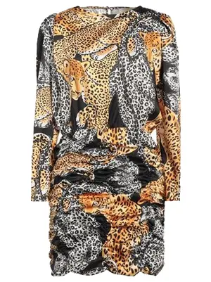5 PROGRESS Leopard-Print Mini Dress Black
