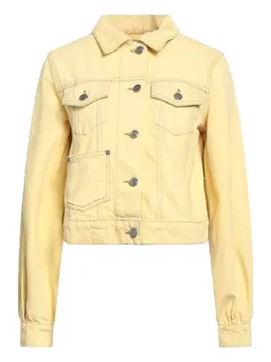 GANNI Cropped Denim Jacket - Yellow