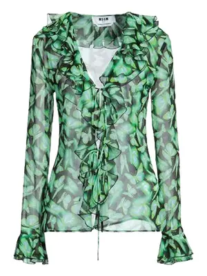MSGM MSGM Ruched Crepe Shirt Green