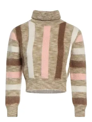 Dsquared2 Striped Turtleneck Knit Top - Green