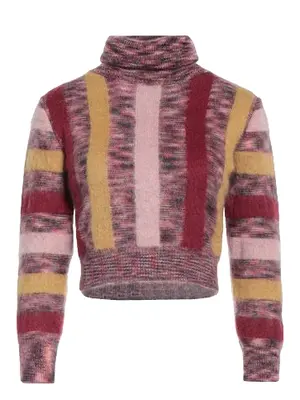 Dsquared2 Striped Turtleneck Knit Top - Red