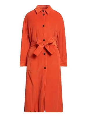 T COAT Cotton Corduroy Belted Coat - Orange