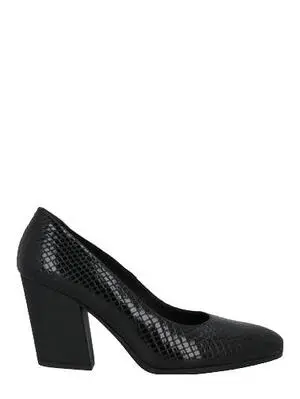 Hogan Pumps In Leather With Snakeskin Print - Black