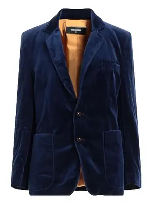 Dsquared2 DSQUARED2 Velvet Single-Breasted Blazer Blue