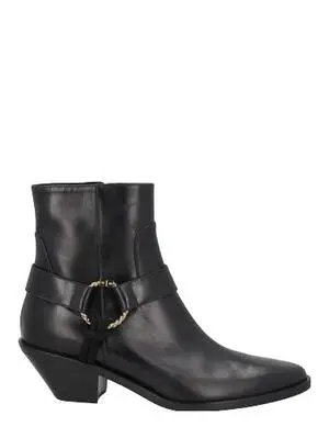 Elisabetta Franchi Leather Ankle Boots - Black