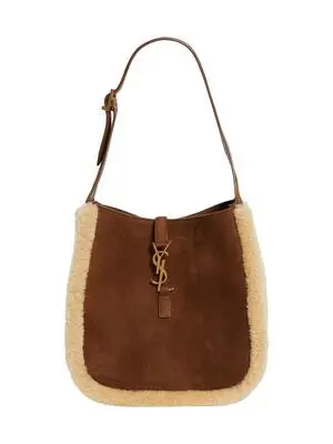 Saint Laurent Small Le 5 À 7 Hobo Bag - Dark Cigar/natural Beige