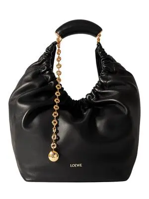 Loewe Squeeze Medium Leather Shoulder Bag - Black