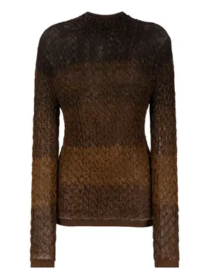 ISA BOULDER Shirred-effect Striped Jumper - Brown