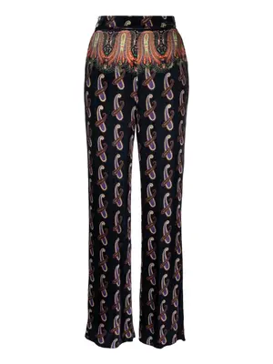 Etro Patterned Jacquard Velvet Trousers - Blue