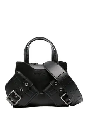 BIASIA Logo-debossed Leather Tote Bag - Black