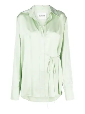 JIL SANDER Wrap Satin Shirt - Green
