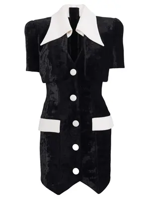 Balmain Tailored Velvet Mini Dress - Black