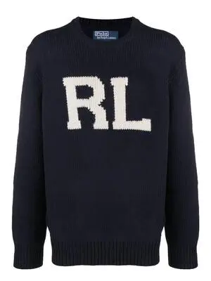 Polo Ralph Lauren Intarsia Knit Logo Wool Jumper - Blue