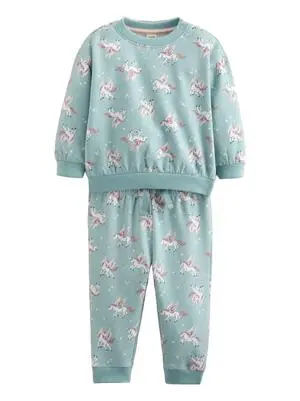 TUCKER + TATE Print Fleece Sweatshirt And Joggers Set - Teal Aquifer Pegasus Dash