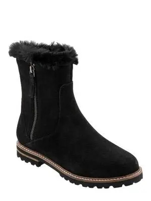 Trotters Trotters Forever Faux Shearling Trim Boots Black Suede