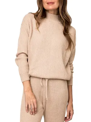 GIBSONLOOK GIBSONLOOK Gigi Rib Mock Neck Sweater Neutral
