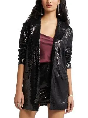 OPEN EDIT Open Edit Sequin Blazer Black