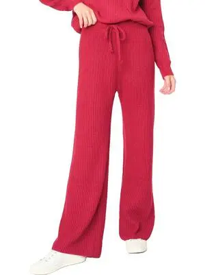 GIBSONLOOK Gigi Drawstring Ribbed Sweater Pants - Red