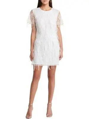 MILLY Rana Feather Mini Dress - White
