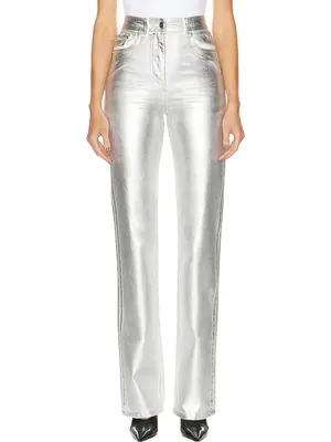 FERRAGAMO Metallic Straight Pant - White & Silver