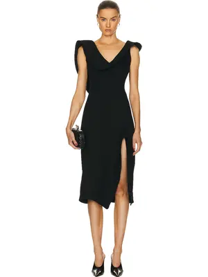 Bottega Veneta Structured Double Melange Dress - Black