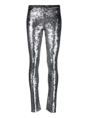 Junya Watanabe Metallic-effect High-waist Leggings - Silver