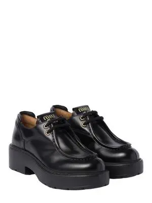 Miu Miu Leather Lace-up Shoes - Black