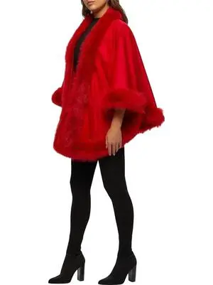 Gorski Gorski Cashmere Capelet With Shearling Trim Red