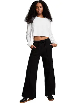 Pink Campus Fleece Wide-Leg Sweatpants Black