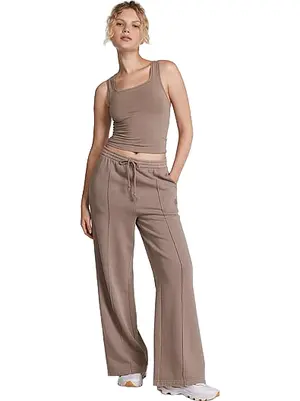 Pink Campus Fleece Wide-Leg Sweatpants Brown