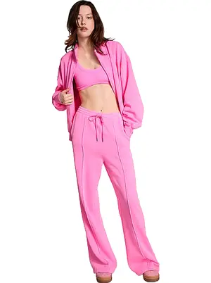 Pink Campus Fleece Wide-Leg Sweatpants Pink