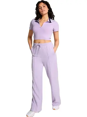 Pink Campus Fleece Wide-Leg Sweatpants Purple