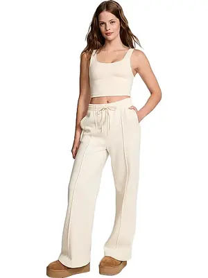 Pink Campus Fleece Wide-Leg Sweatpants White,ivory