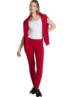 Pink All-day Cotton™ Foldover Leggings Red