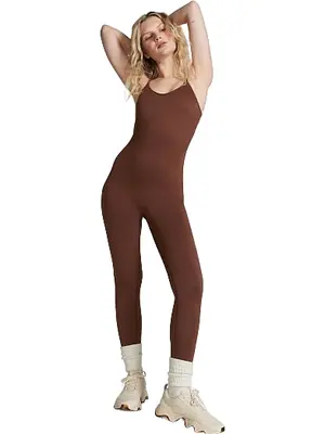 Pink Seamless Workout Onesie Brown