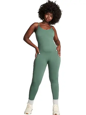 Pink Seamless Workout Onesie Green