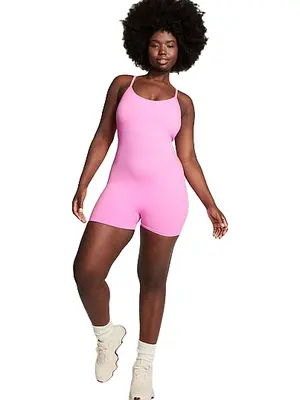 Pink Seamless Workout Onesie Pink