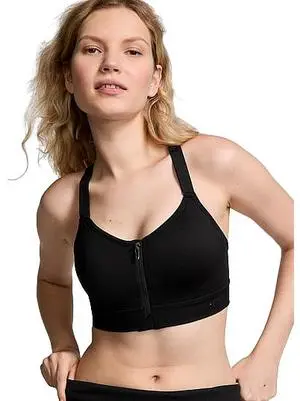 Pink Seamless Air Front-close High-support Sports Bra - Black