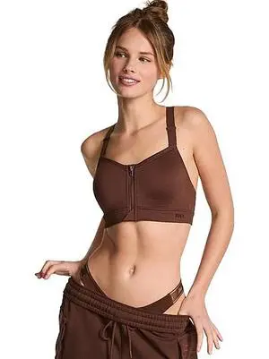 Pink Seamless Air Front-close High-support Sports Bra - Brown