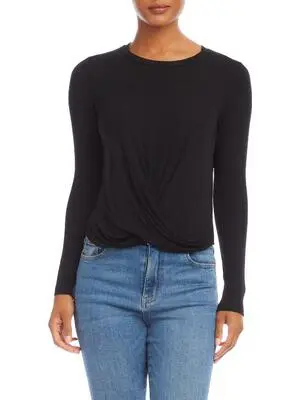 Fifteen Twenty Twist Front Ribbed Top - Black