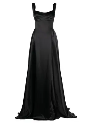 ATU BODY COUTURE V-back Satin Gown - Black