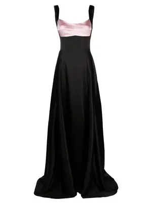 ATU BODY COUTURE Colourblock Satin Gown - Black