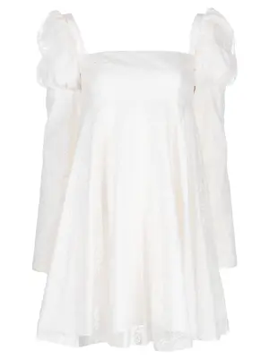 MACGRAW Romantic Juliet-sleeved Short Dress - White