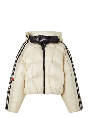 Moncler Adidas Originals Cropped Hooded Quilted Down Jacket - White
