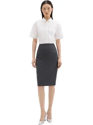 Theory Theory Slim Pencil Good Wool Skirt Charcoal Melange