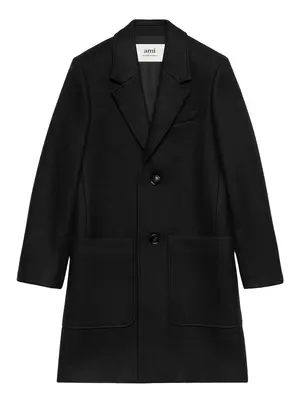 Ami Single-breasted Wool Coat - Black