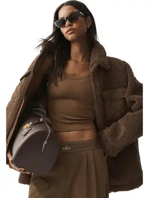 Alo Yoga Sherpa Edge Shacket Jacket - Java Brown
